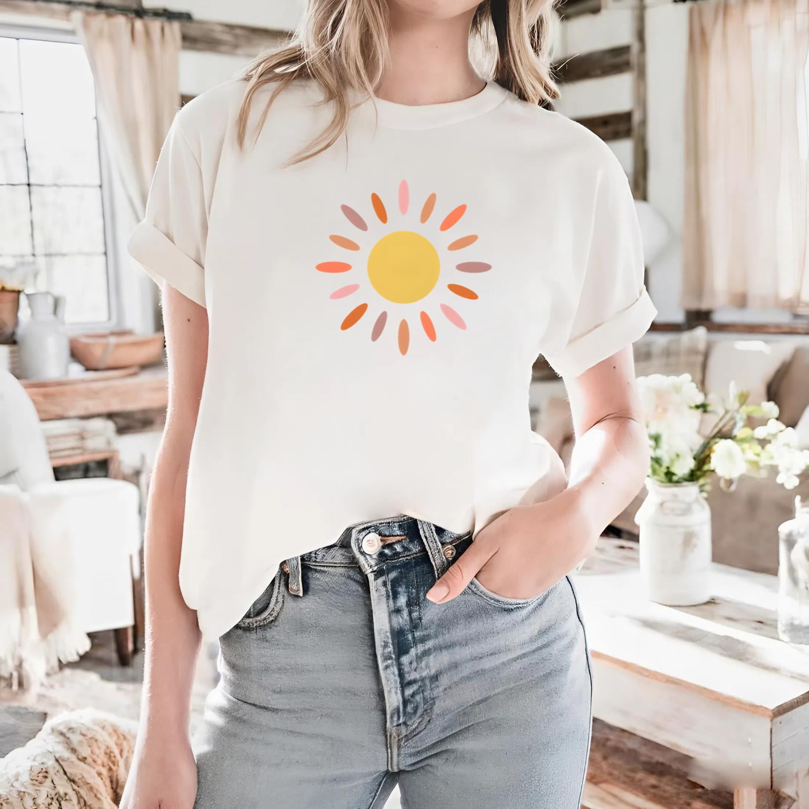 Modern Boho Sun Aesthetic Sunshine Graphic Design Unisex Tee V60394 ...