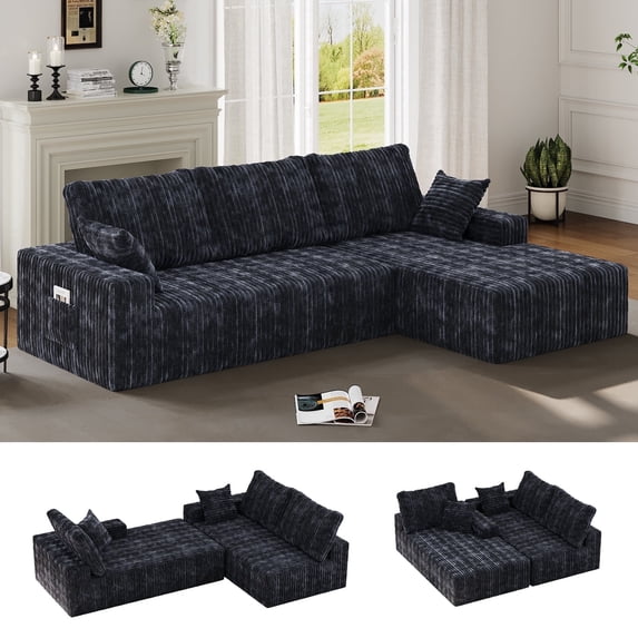 JARCLIC Boneless Sectional Sofa, 108" Modular Sectional Sofa with Right ...
