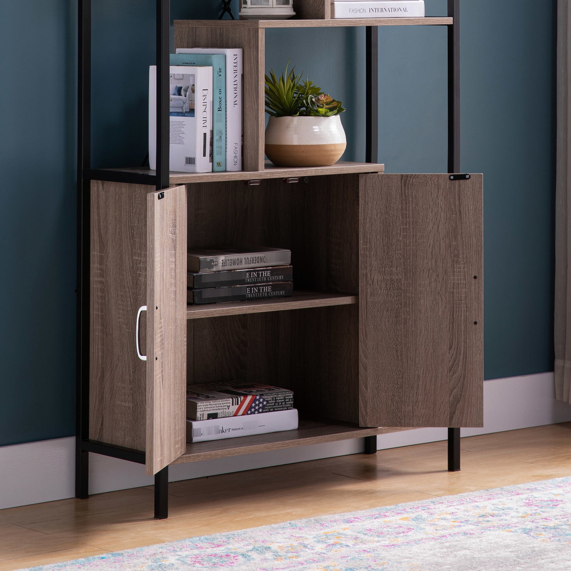 Bookcase with Two - Door Storage | Show Prized Items & Hide Junk ...