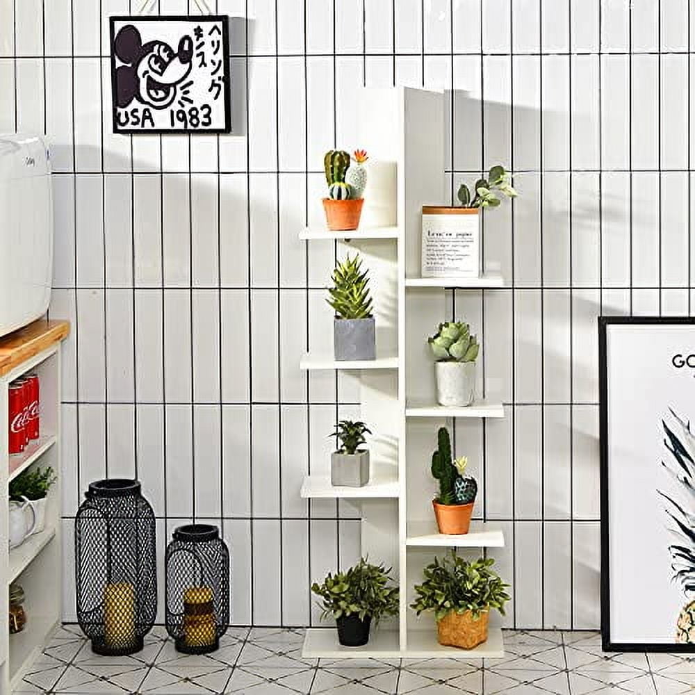 Modern Bookshelf, Geometric Bookcase with 8 Open Shelves, Wooden Book ...