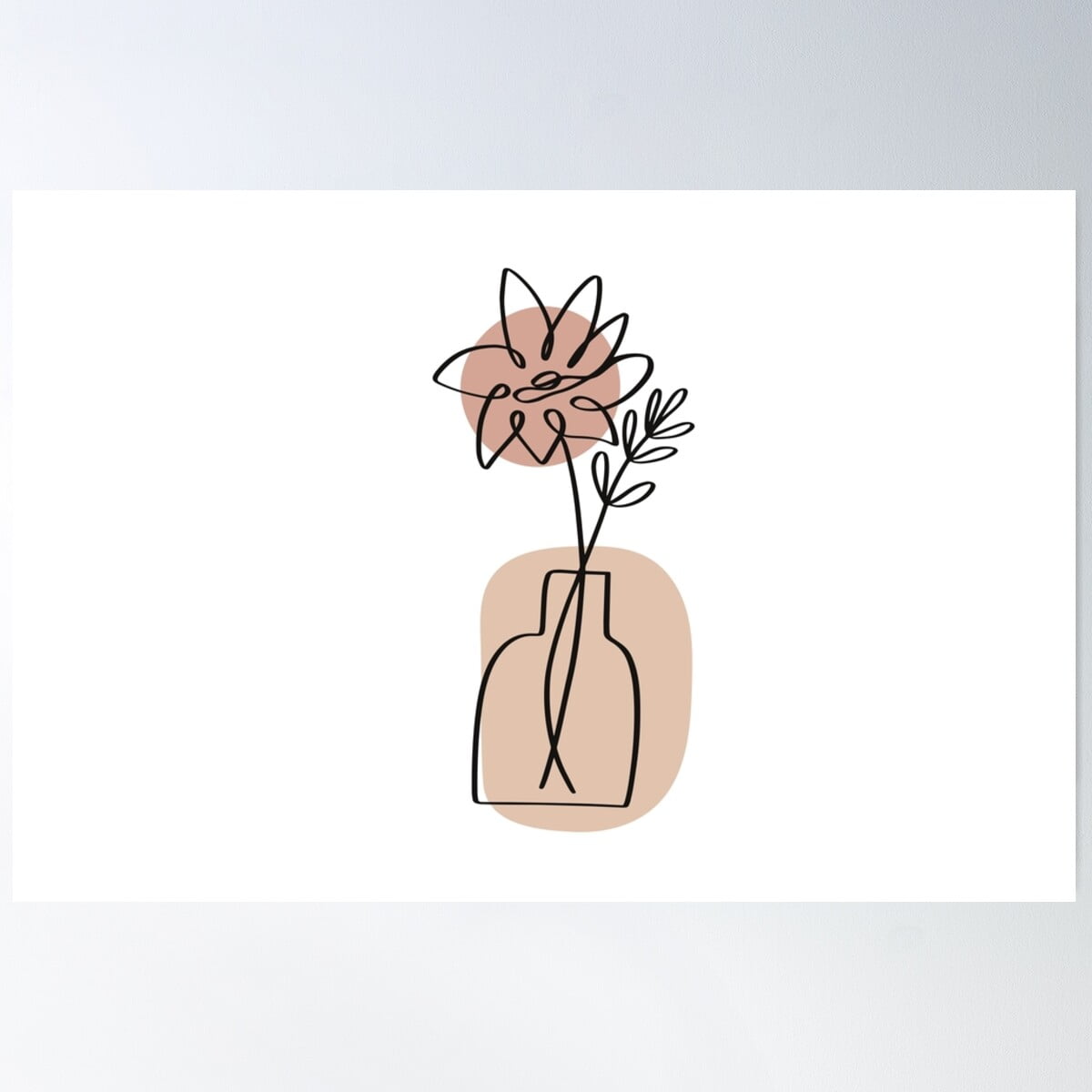 Modern Botanical Minimal Line Art - Earth Tone 2 - Warm Neutral Shades ...