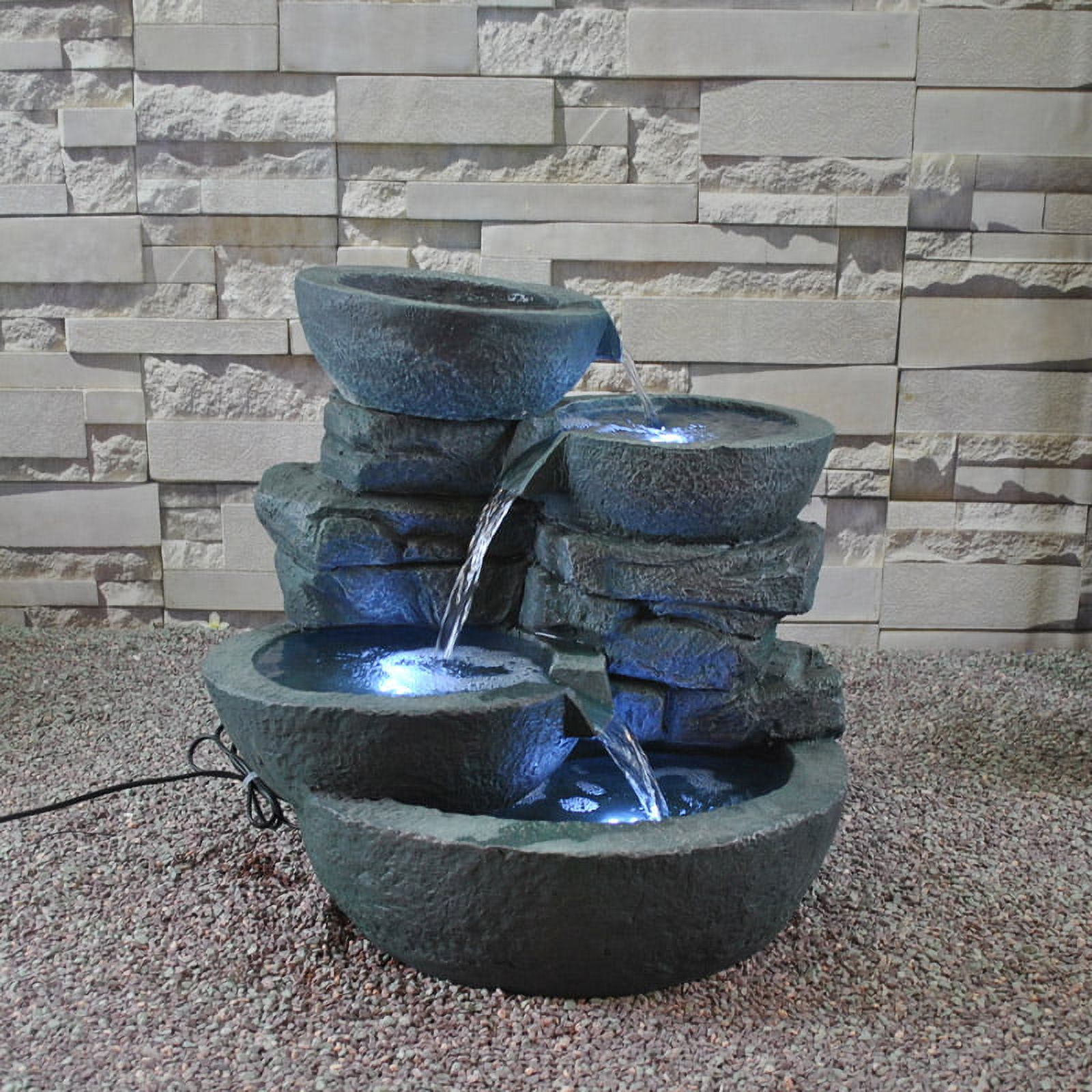 Modern Bowls Fountain with LED Lights - Walmart.com