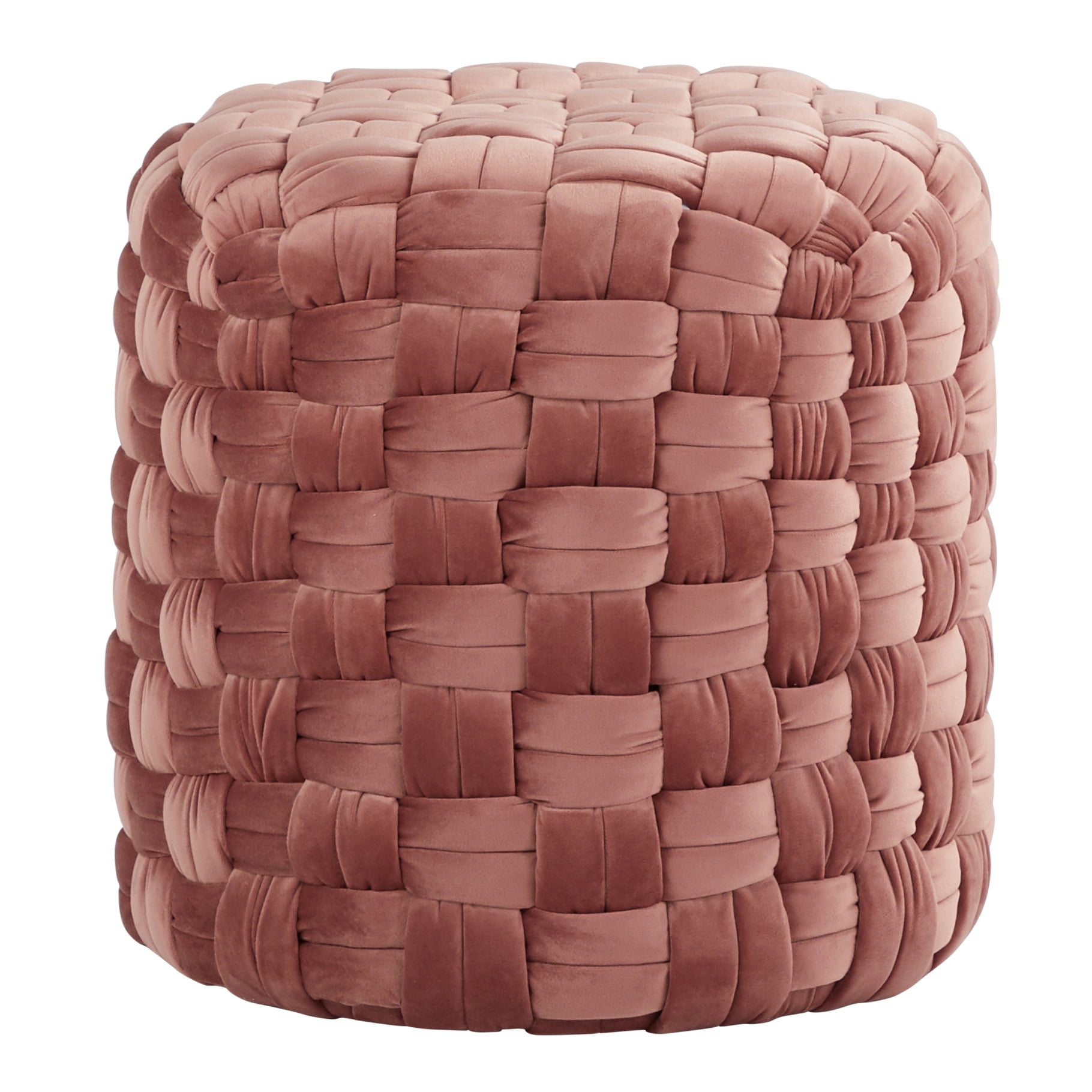Modern Braided Round Ottoman, Soft Velvet Multifunctional Vanity Chairs ...