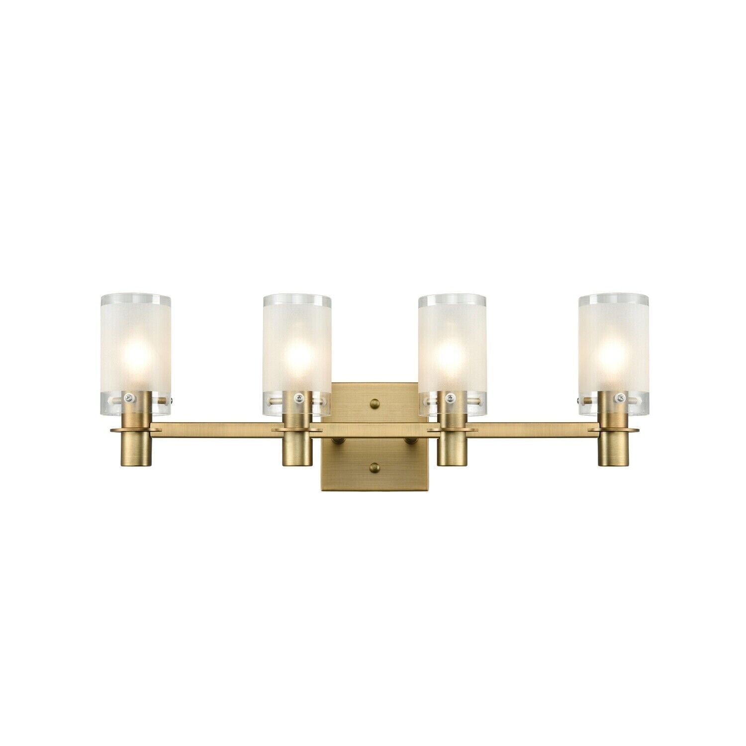 Modern Brass Bathroom Vanity Lighting with Frosted Glass - 4 Light ...