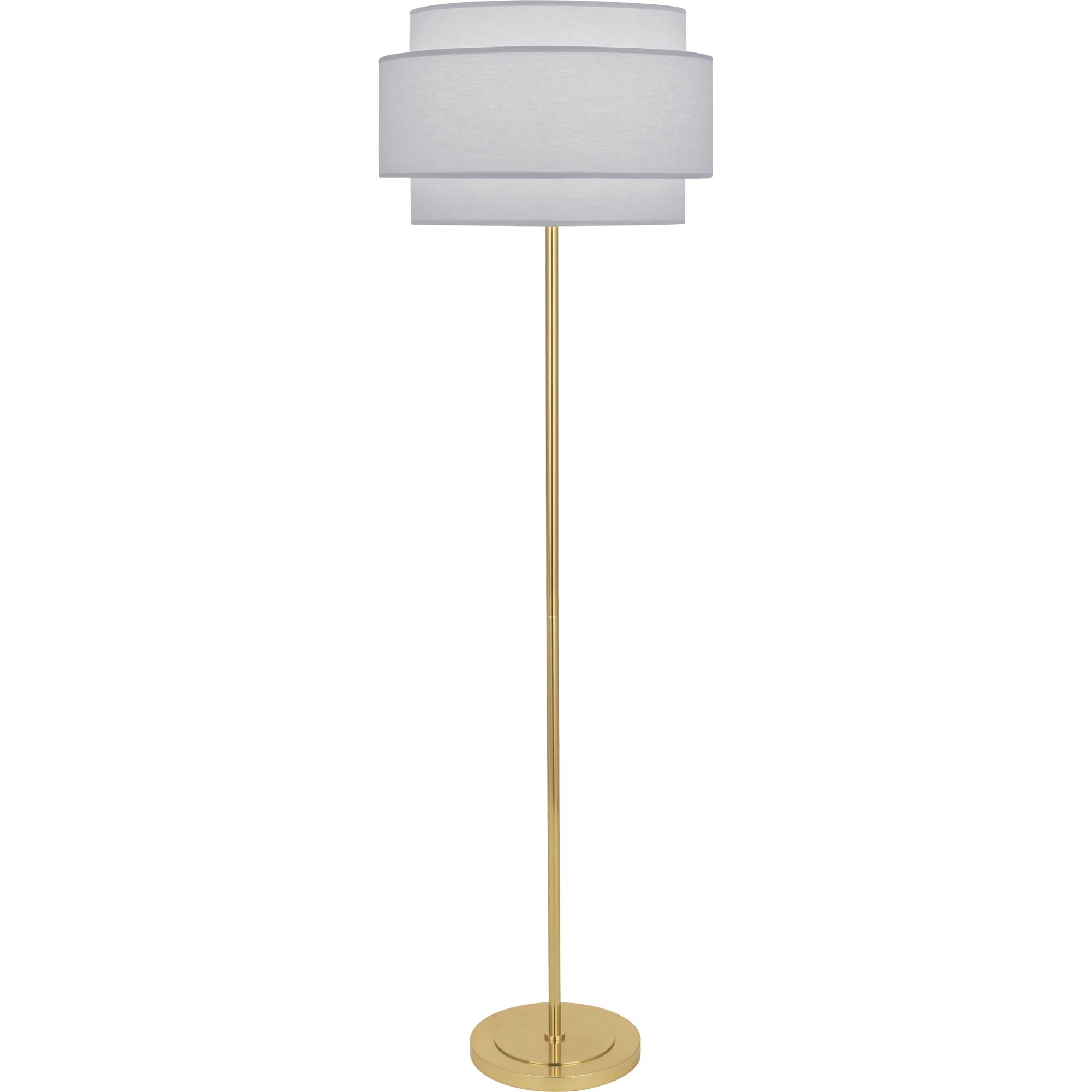 Modern Brass Floor Lamp with Nested Gray Fabric Shades - 62.63” Height ...
