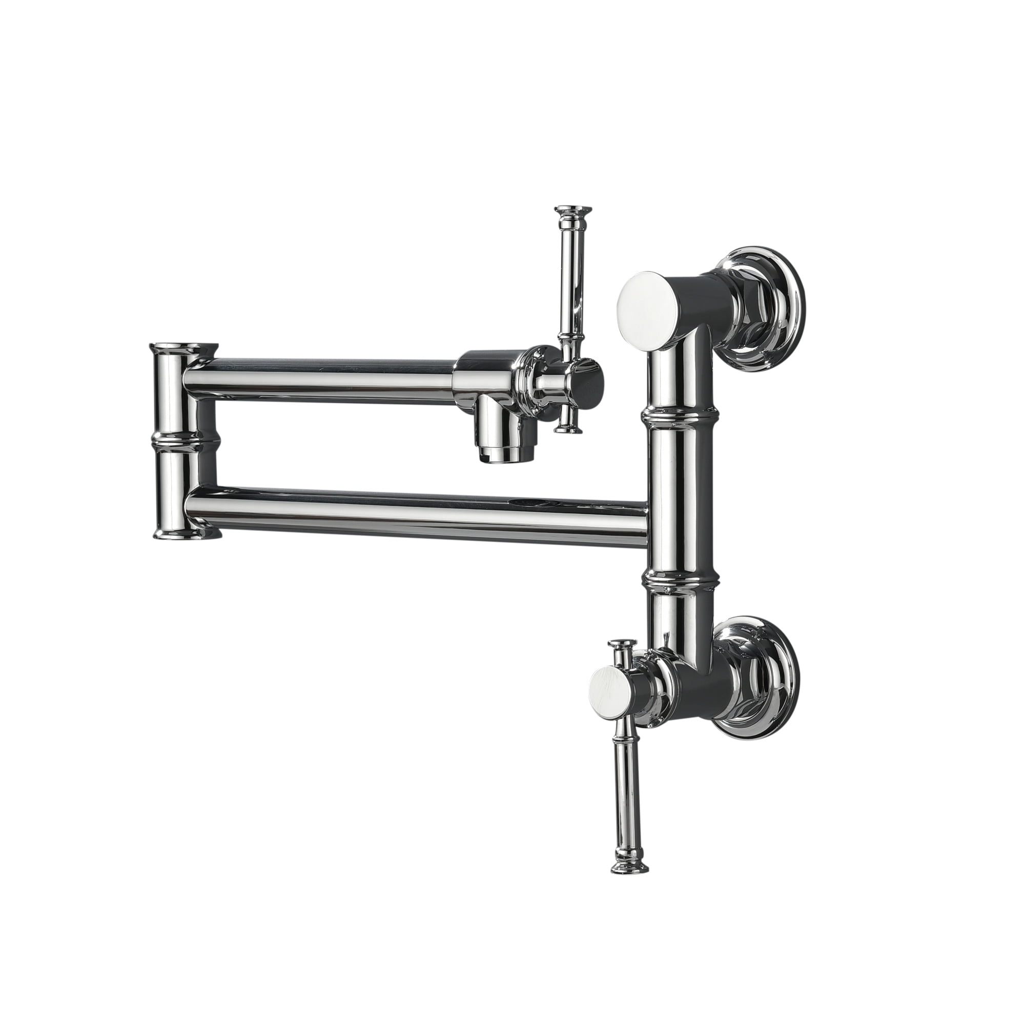 Modern Brass Pot Filler Two-Attachment Wall Mount Folding Kitchen Pot ...