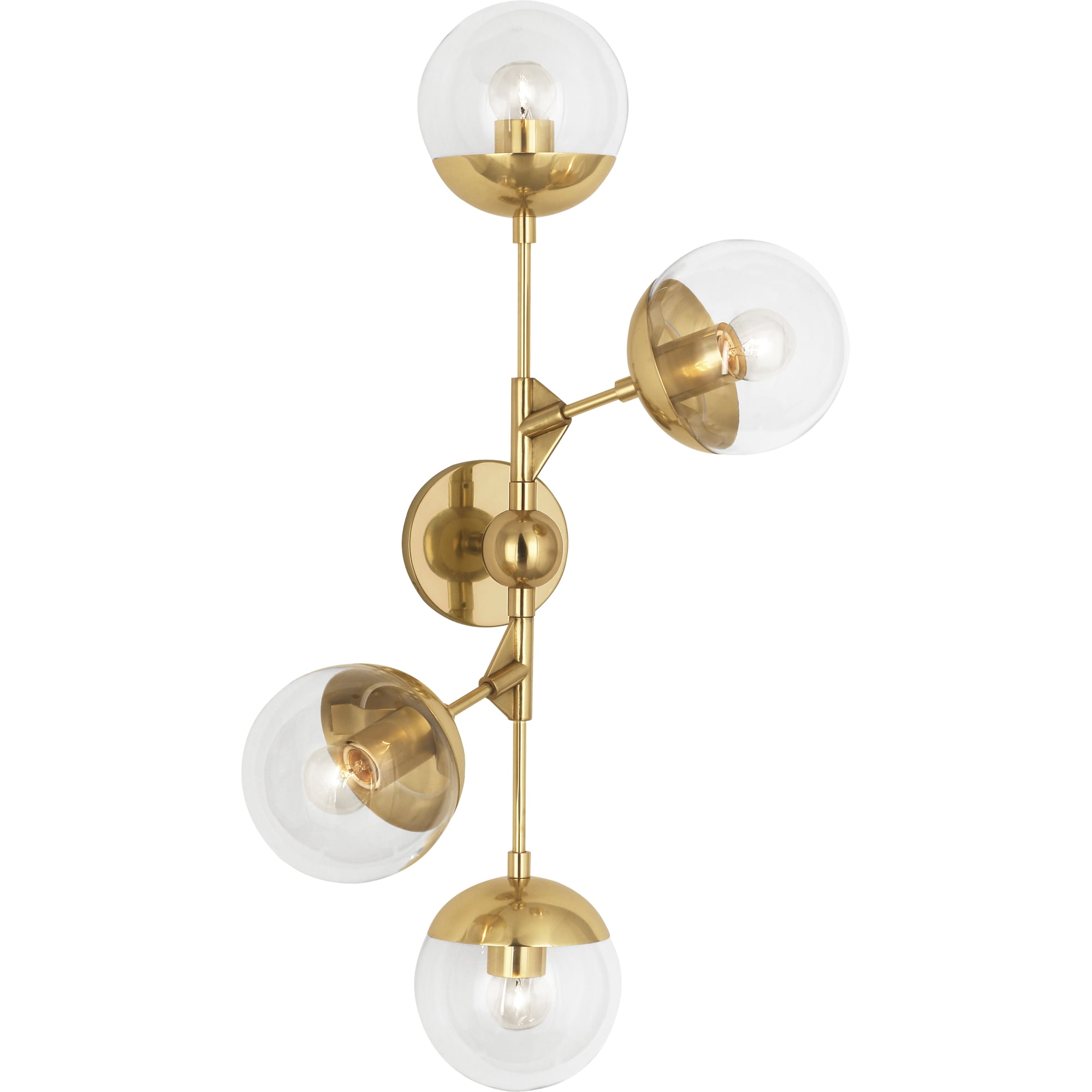 Modern Brass Starburst Wall Sconce - Kinetic Energy Design, Clear Glass ...