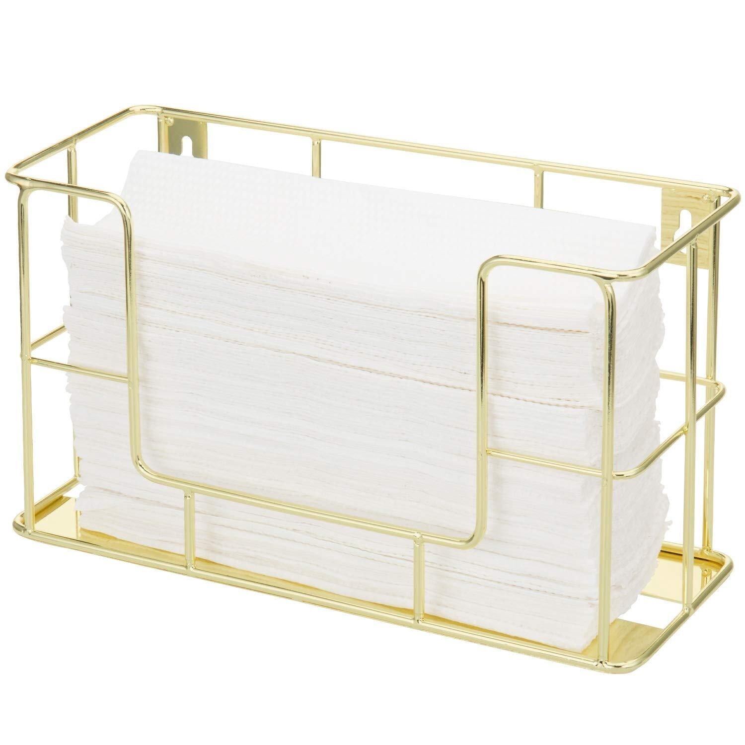 Modern Brass Tone Metal Wire Commercial Wall Mounted or Tabletop Paper ...