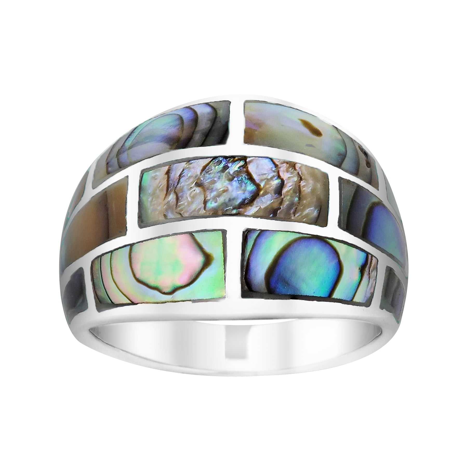 Modern Brick Blocks Abalone Sterling Silver Ring for Female Anniversary ...