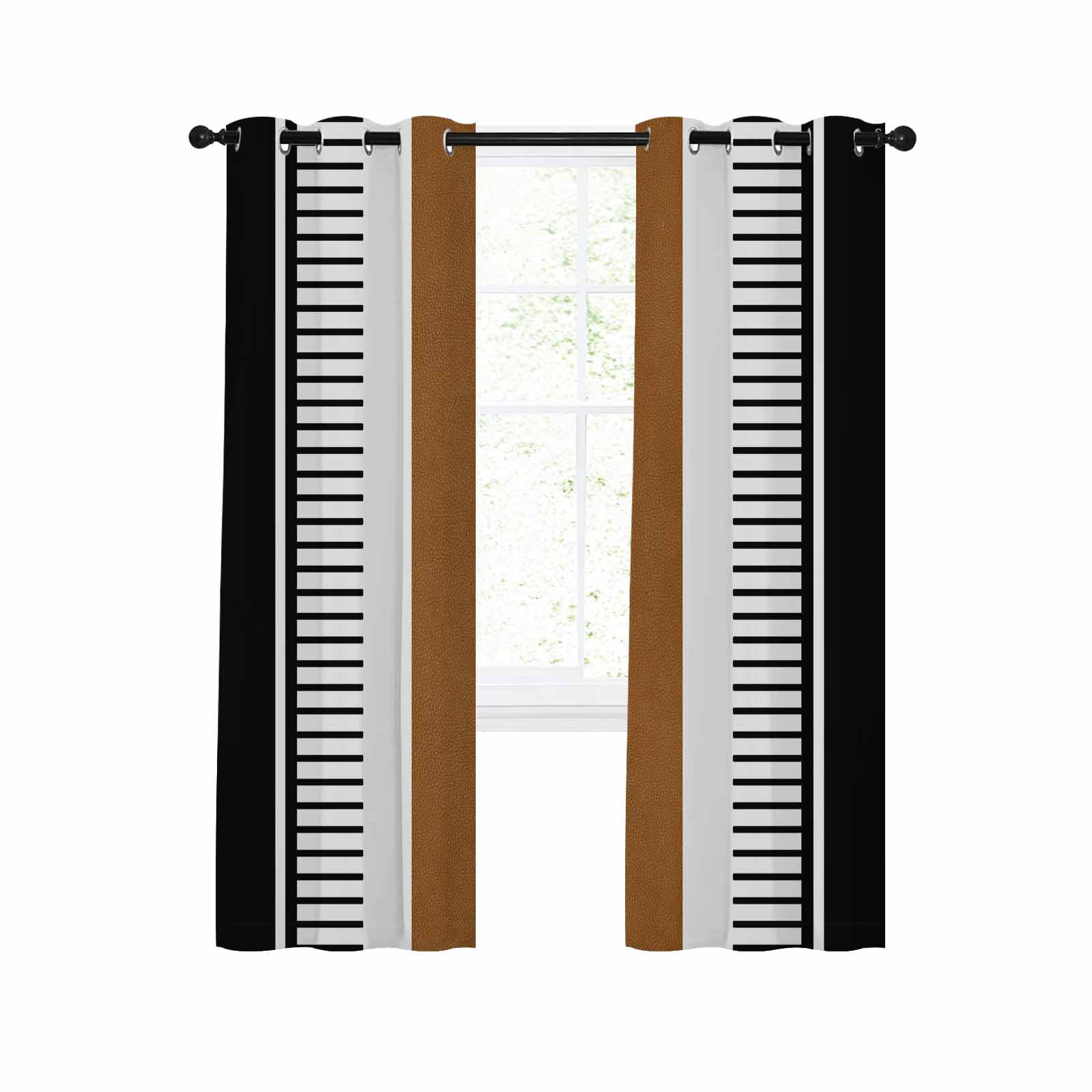 Modern Brown Black Blackout Curtains 84 Inches Long for Bedroom, Boho ...
