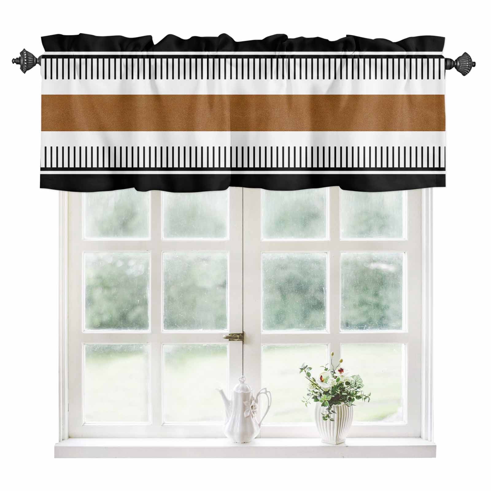 Modern Brown Black Kitchen Valances for Windows 60x18 Inch Kitchen ...