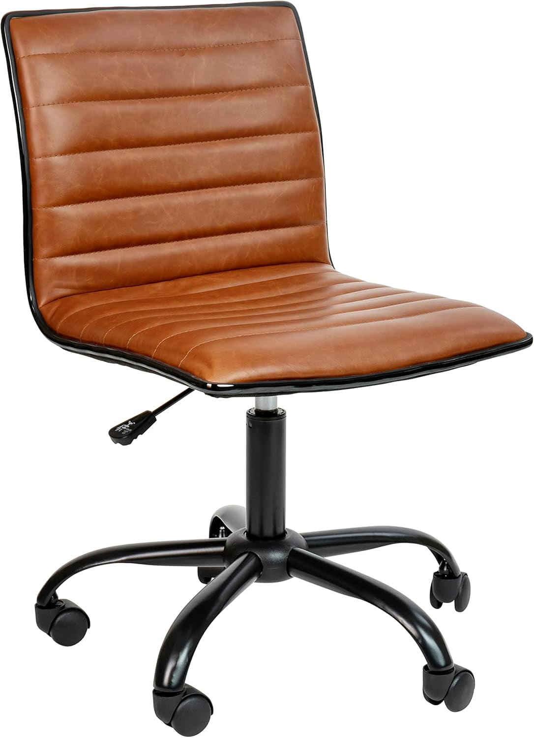 Modern Brown Office Chair with Low-Back Ribbed Upholstered Vinyl ...