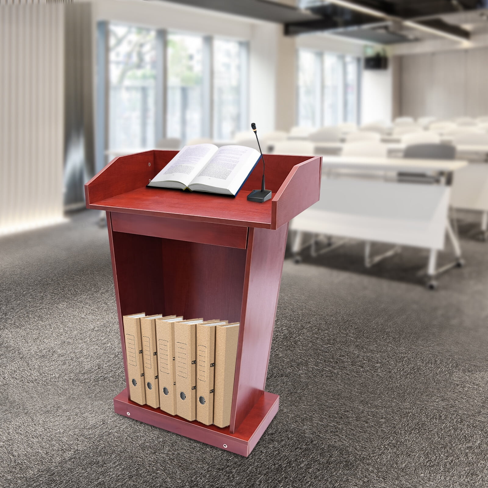 Modern Brown Presentation Stands Lecterns Curved Podium Pulpit Church ...