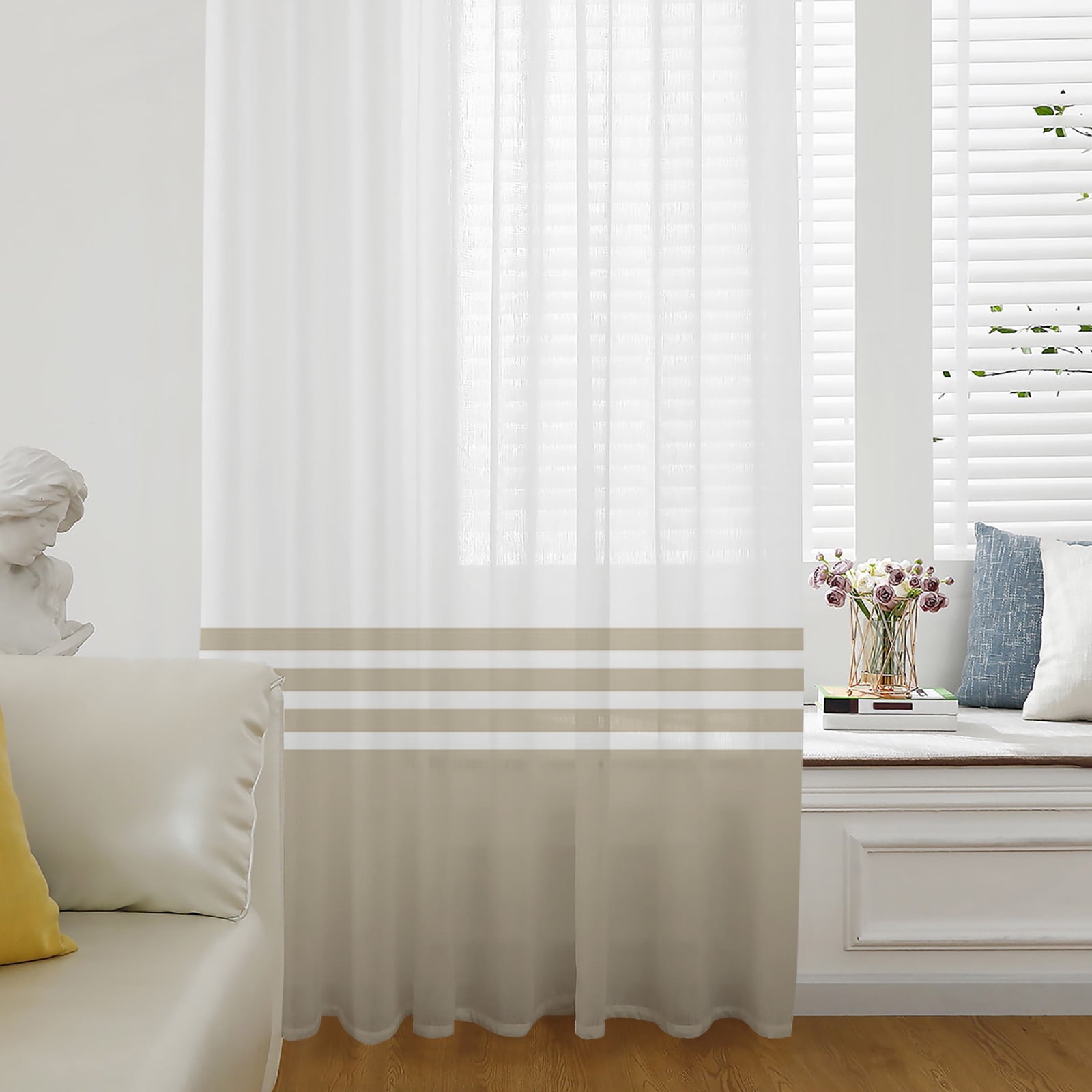 Modern Brown Window Curtain 96 Inches Long, Farmhouse Colored Art ...