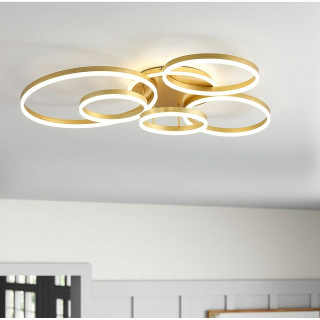 Modern Brushed Gold 5 Metal Rings LED Ceiling Light Fixture - Walmart.com