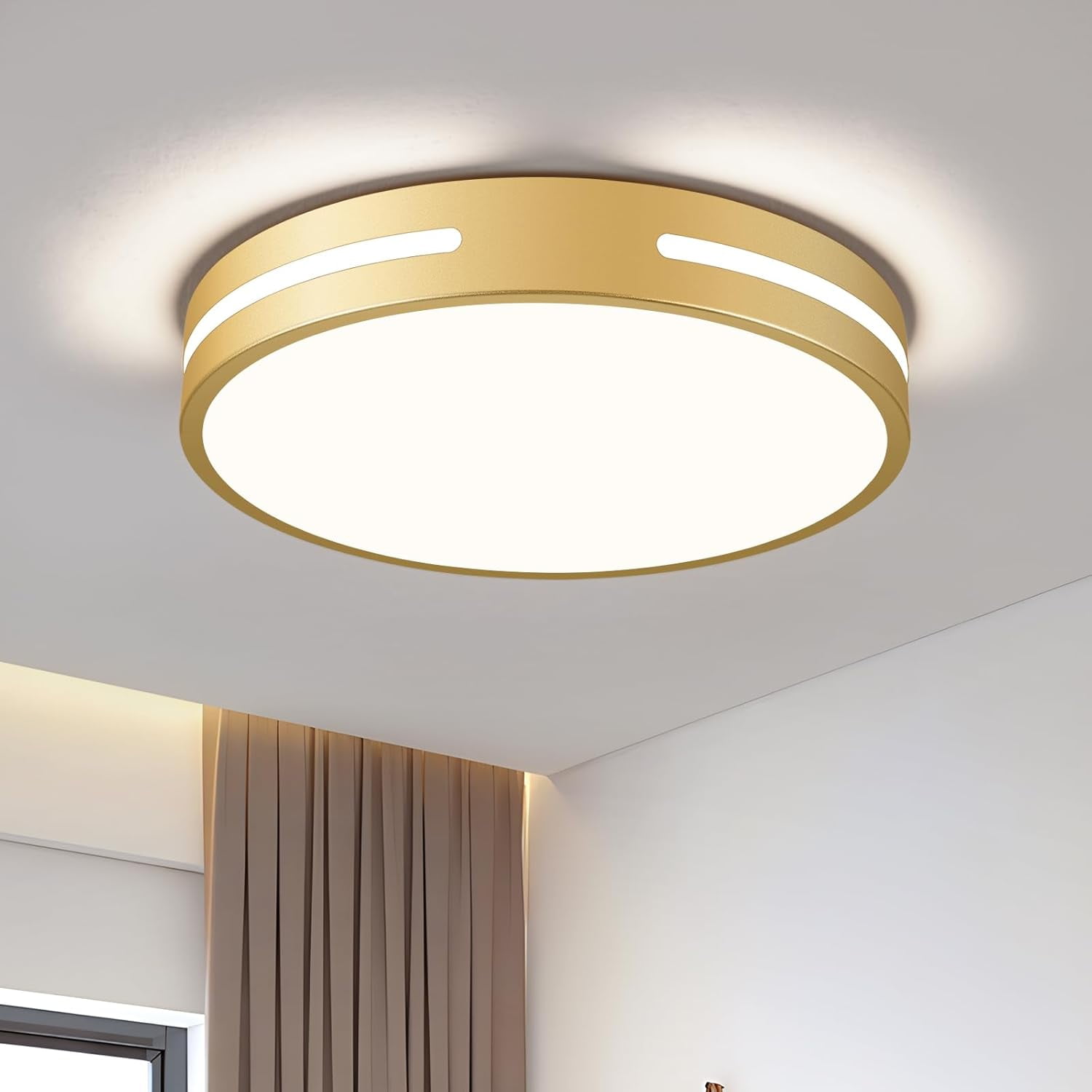 Modern Brushed Gold Flush Mount Ceiling Light Mid-Century LED Ceiling ...