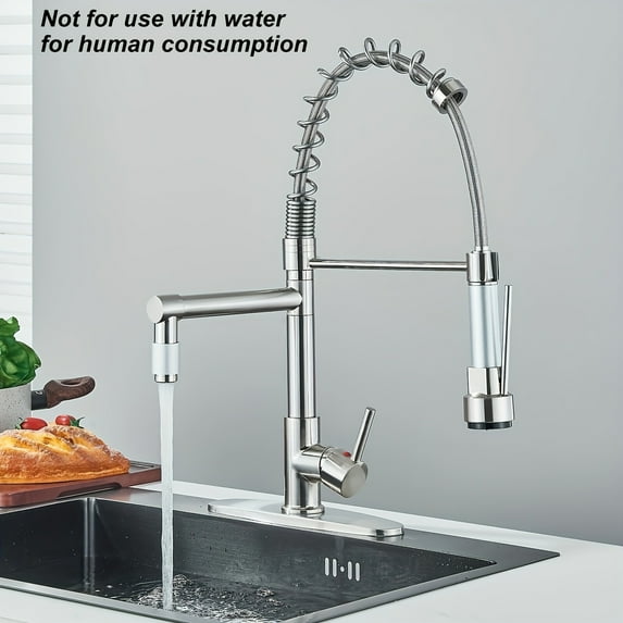 Modern Brushed Nickel Kitchen Faucet, Single Handle Pull-Down Sprayer ...
