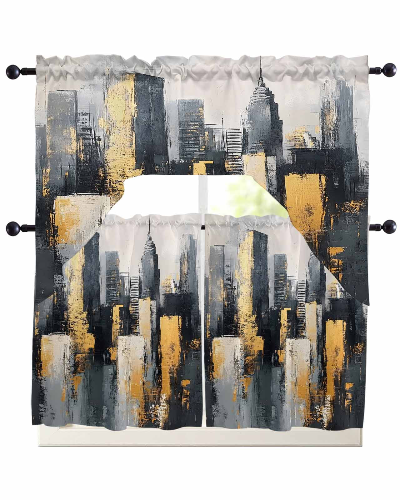 Modern Building Kitchen Curtains Swag Valance and Tier Curtains Set 36 ...