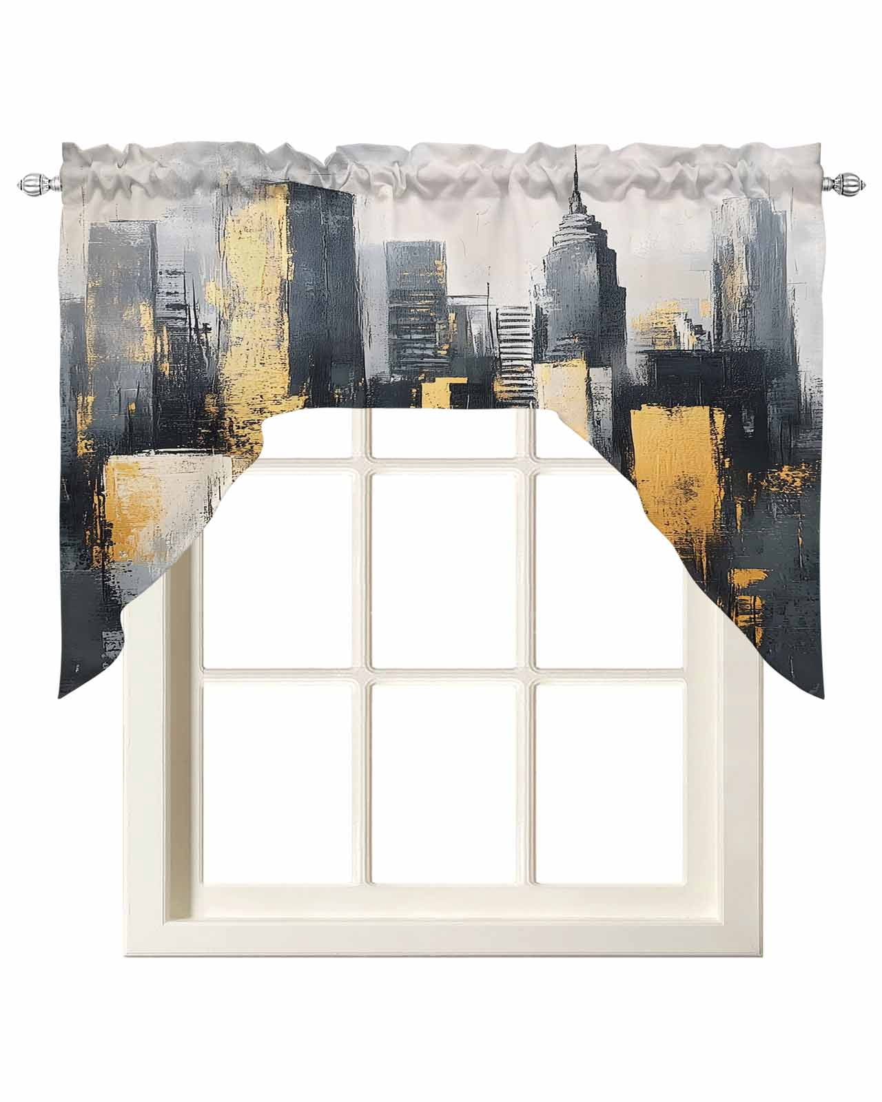 Modern Building Kitchen Curtains Swag Valance for Windows/Bathroom/Cafe ...