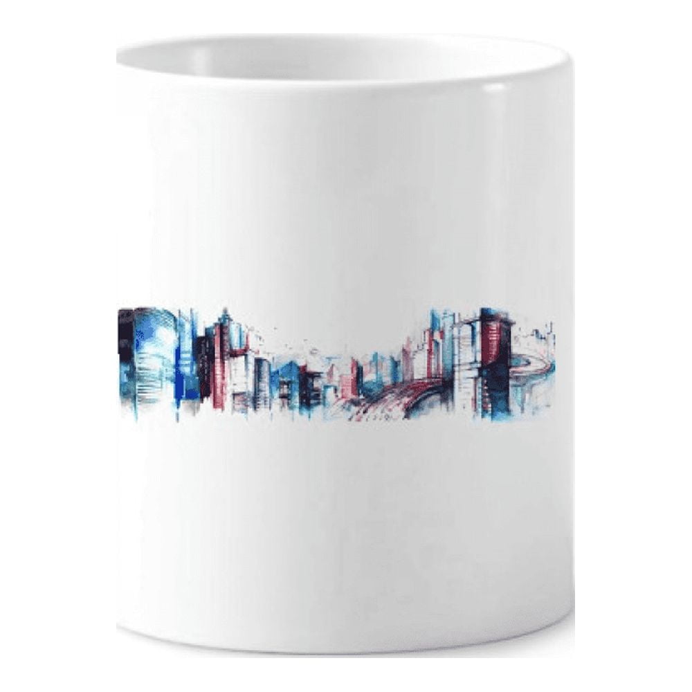 Modern Building Skyscraper Watercolor Toothbrush Pen Holder Mug Cerac ...