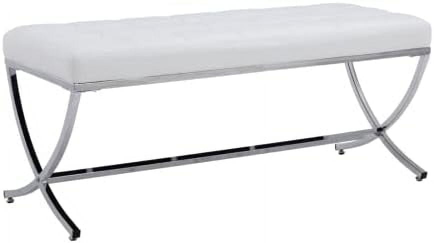 Modern Button Tufted Bench, PU Faux Leather Ottoman Dining Bench ...