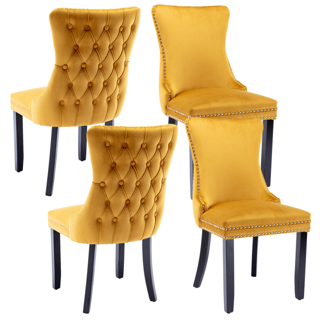 Modern Button Tufted Dining Chairs with Nailhead, Upholstered Accent ...