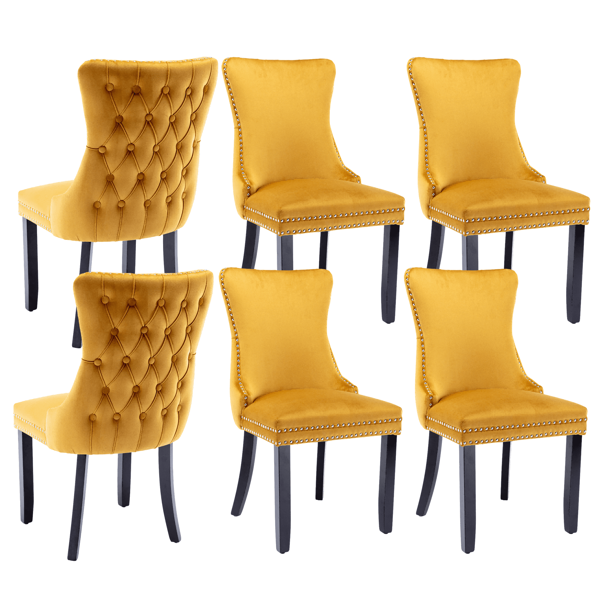 Modern Button Tufted Dining Chairs with Nailhead, Upholstered Accent ...
