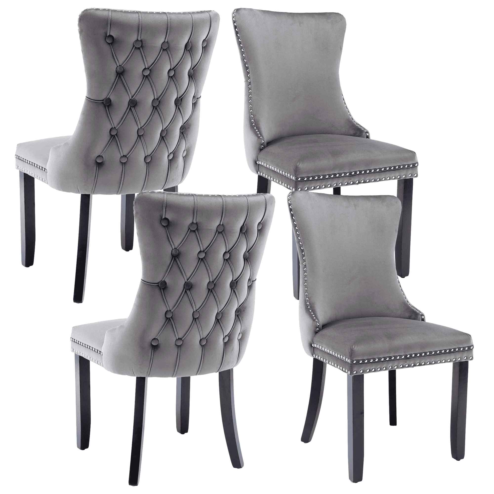 Modern Button Tufted Dining Chairs with Nailhead, Upholstered Accent ...