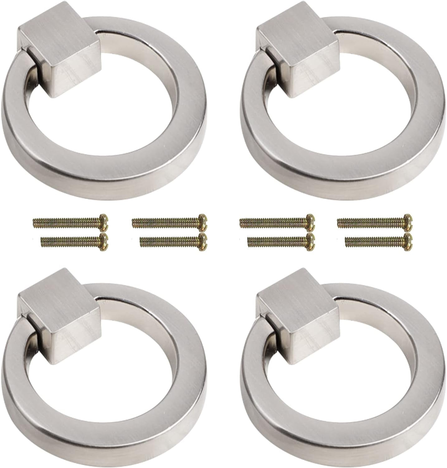 Modern Cabinet Drawer Pull Handles – 4 Pack of Brushed Ring Knobs for ...