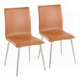 Modern Camel Faux Leather Dining Chairs Set of 2 with Brushed Stainless ...