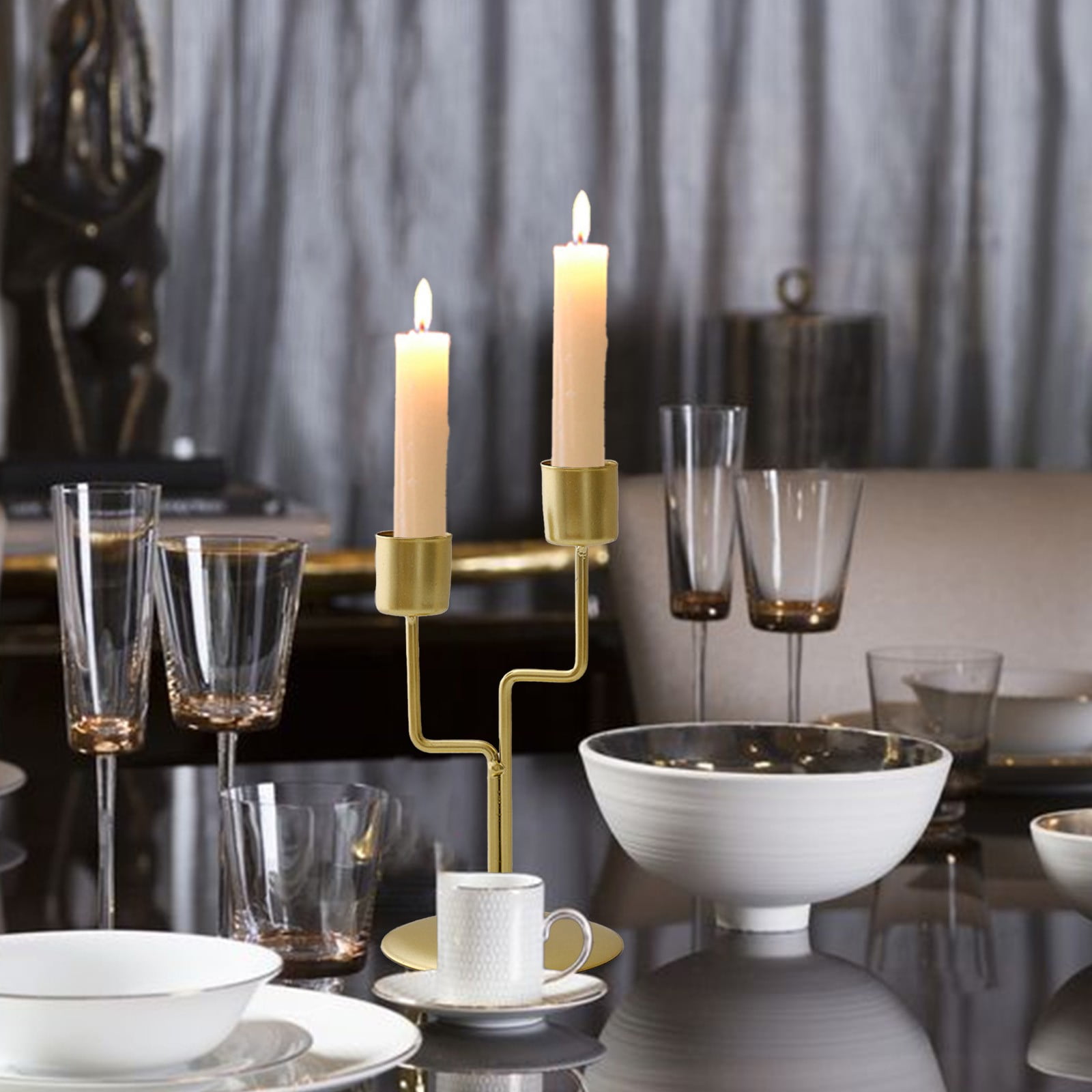 Modern Candle Stand,Metal Structure with Sturdy Base,3-Piece Set in ...