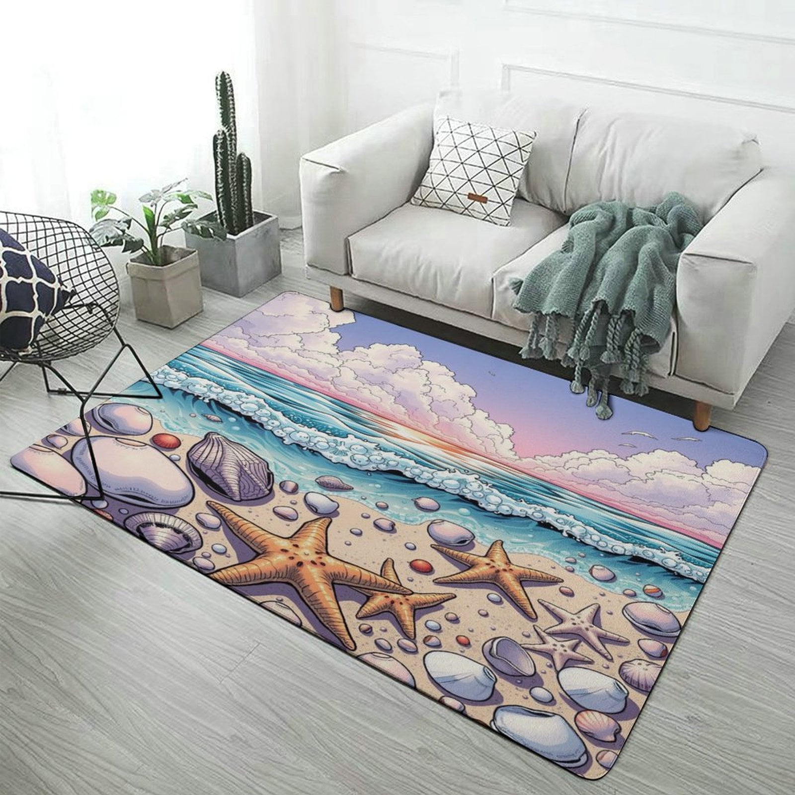 Modern Carpets for Living Room Beach Starfish Soft Luxury Large Area ...
