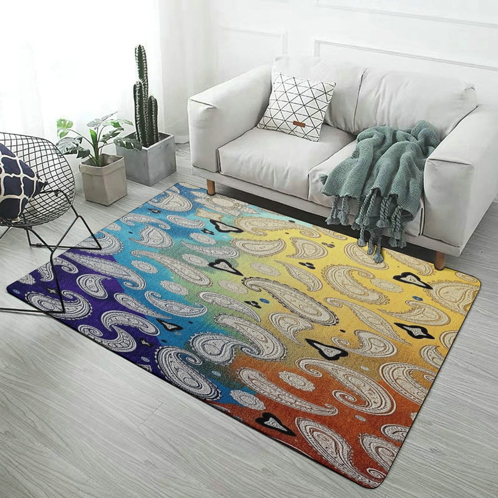 Modern Carpets for Living Room Paisley Print Soft Luxury Large Area ...