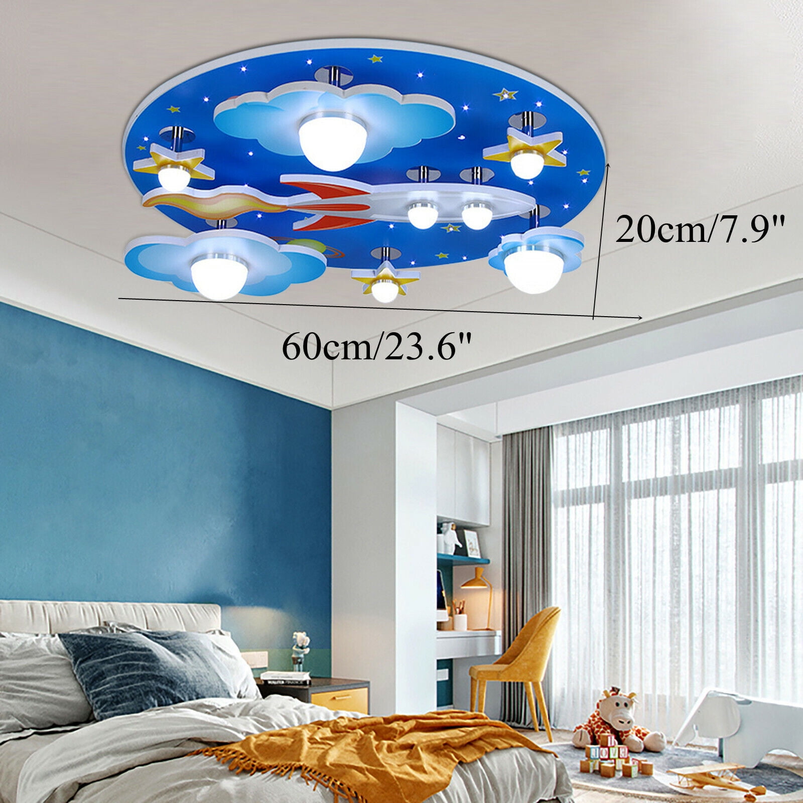Modern Cartoon LED Ceiling Light for Kids – Rocket, Stars & Clouds ...