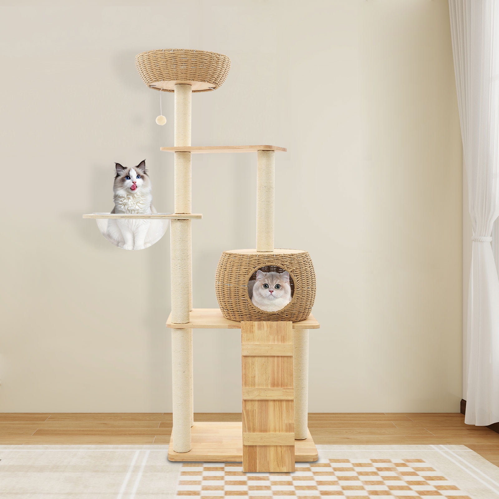 Modern Cat Climbing Frame for Indoor Cats, Tall Cat Tree with Cat Nest ...