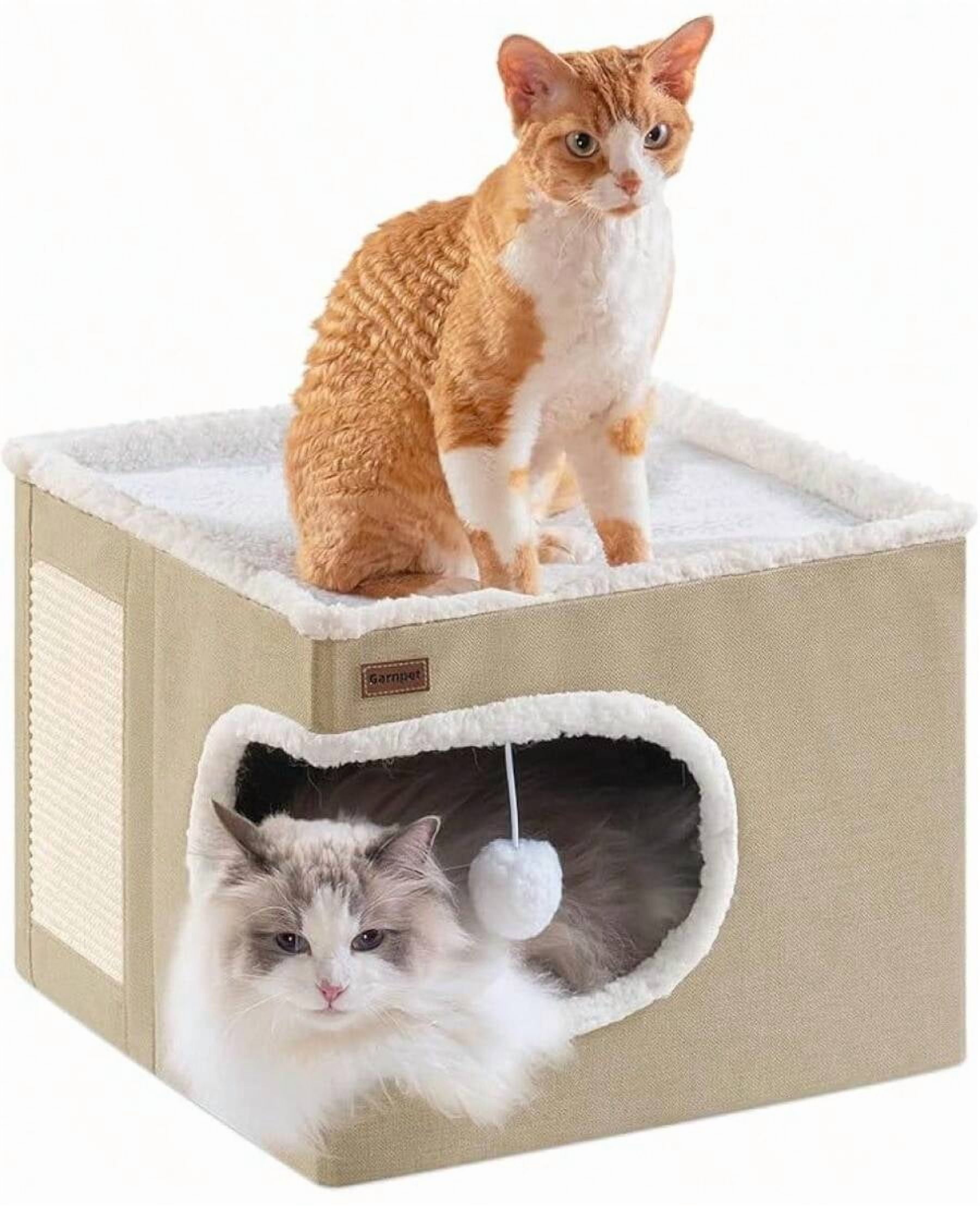 Modern Cat Cube House with Scratch Pad - Covered Hideaway Bed & Condo ...