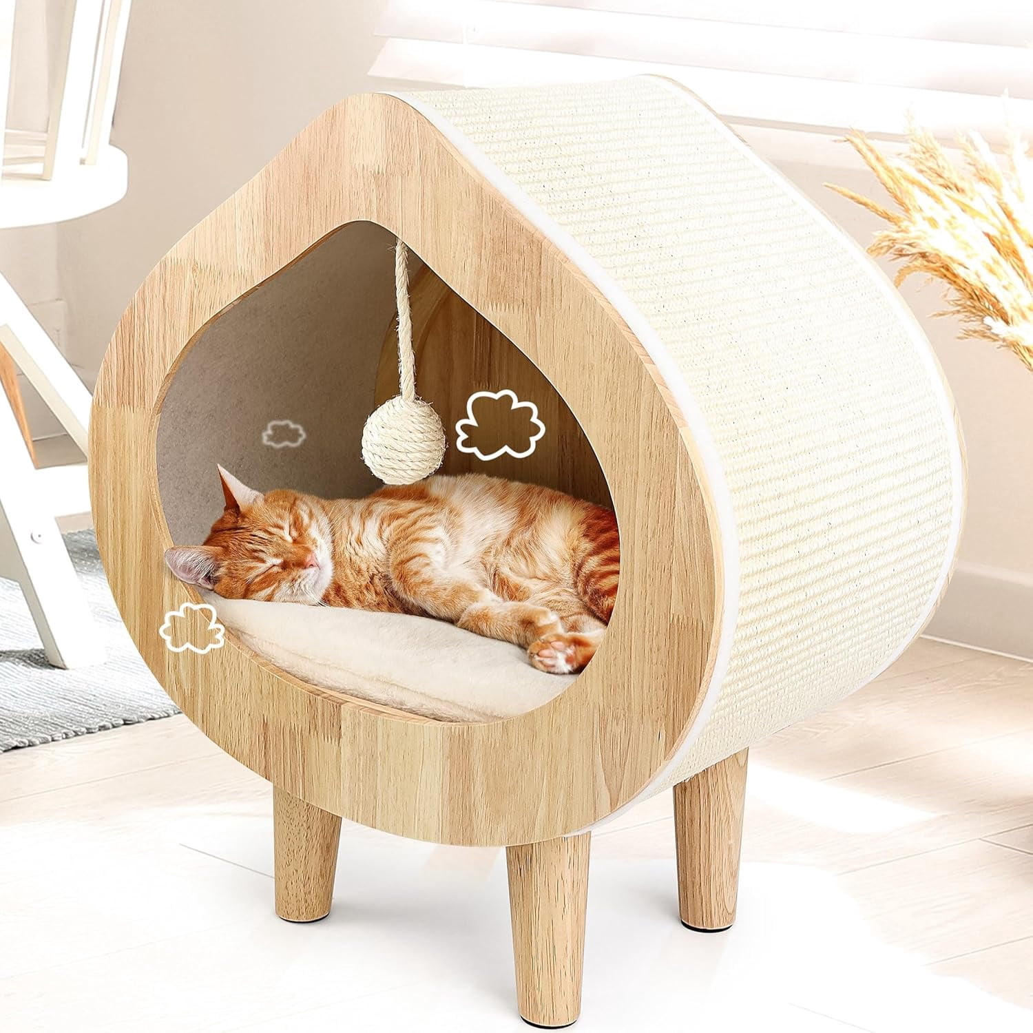 Modern Cat House with Scratching Wall & Cozy Cave - Luxury Indoor Kitty ...