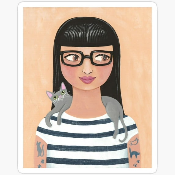 Modern Cat Lady Sticker Phone Decal Water Bottle Stickers Car Decals ...