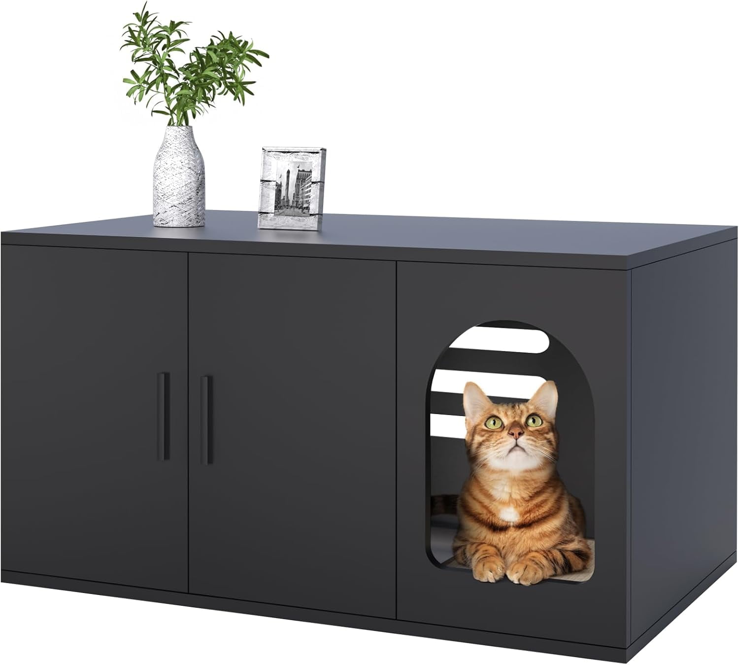 Modern Cat Litter Box Enclosure Furniture as End Side Table, Stackable ...