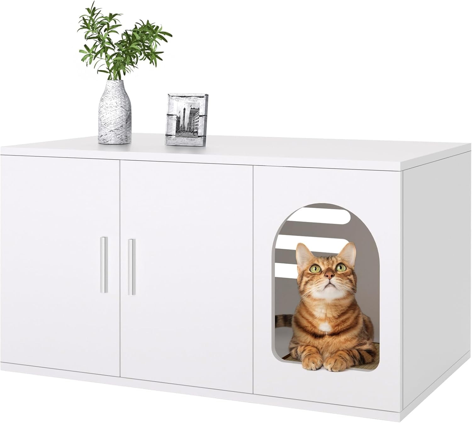 Modern Cat Litter Box Enclosure Furniture as End Side Table, Stackable ...