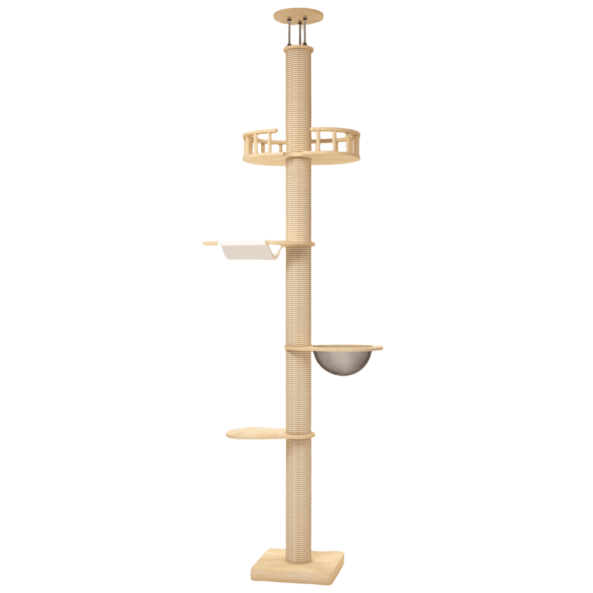 Modern Cat Tower Floor to Ceiling Cat Tree,Natural Sisal Rope ...