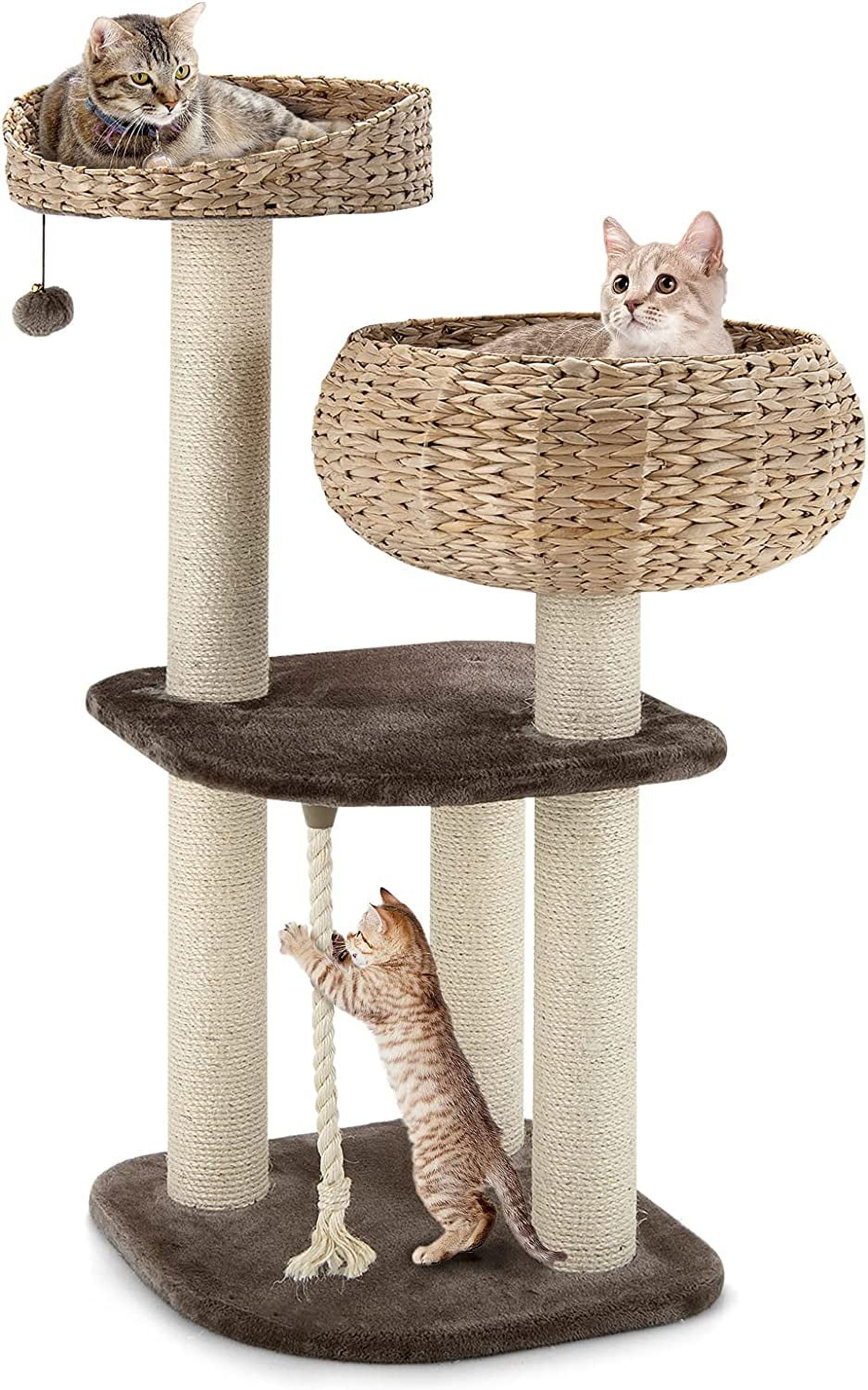 Modern Cat Tree for Indoor Cats, Small Cat Tree with Natural Sisal ...