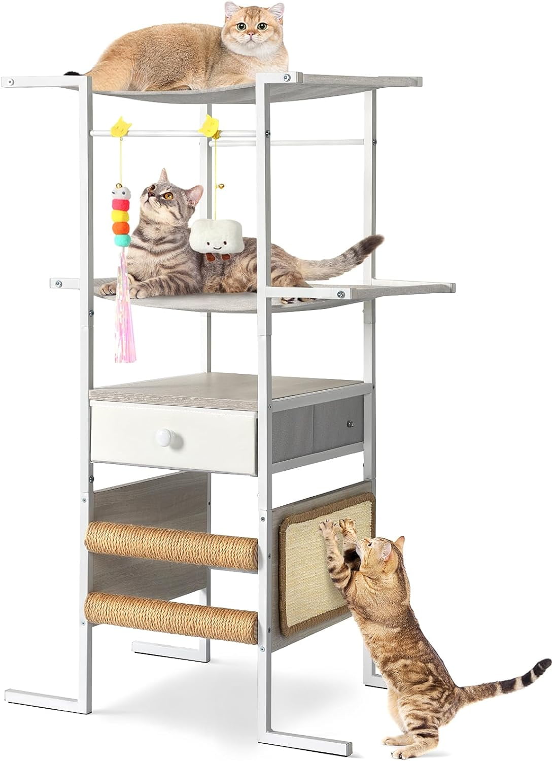 Modern Cat Tree with Sisal Scratching Post,Cat Scratcher,Cat Tower with ...