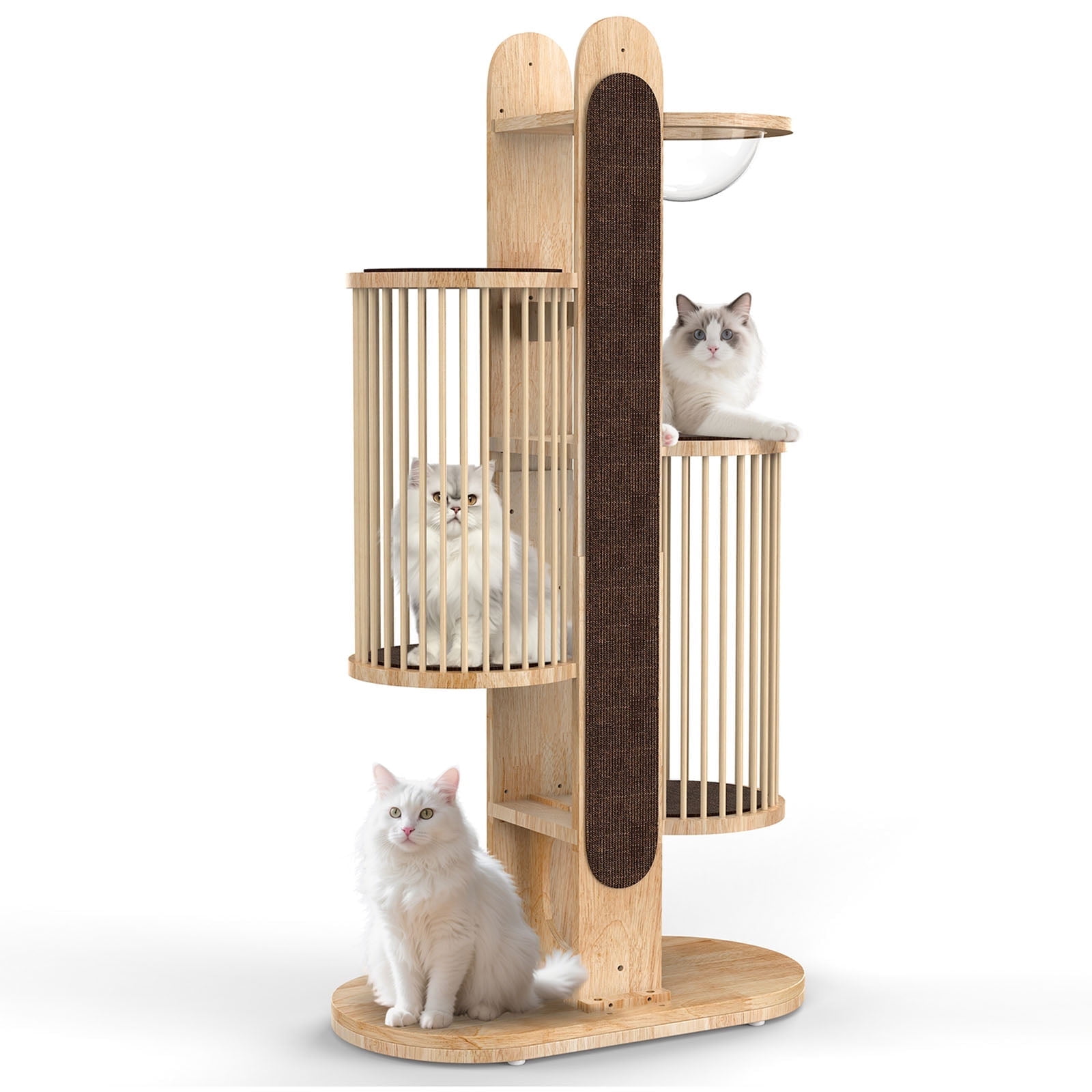 Modern Cat Tree Tower for Indoor Cats, 67" Tall Solid Wood Cat Tower ...