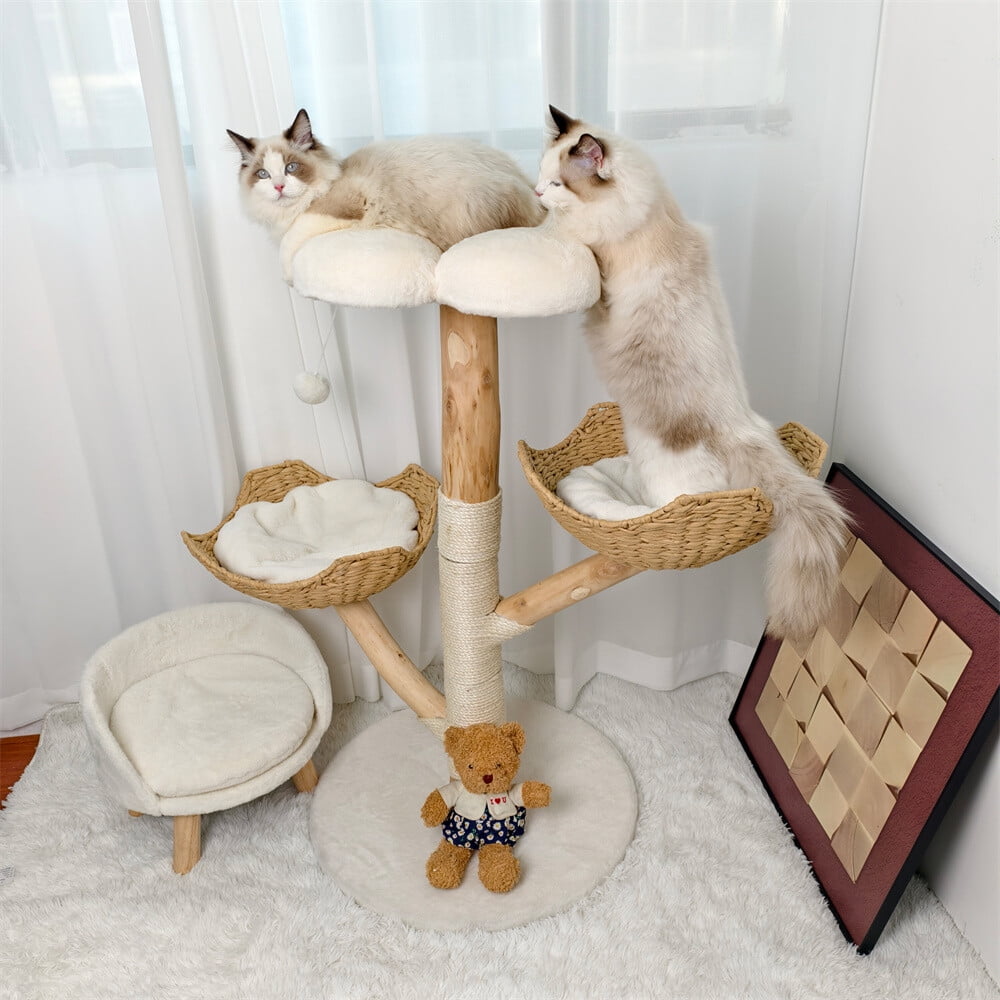 Modern Cat Tree Tower for Indoor Cats Wood Condo w/ Hammock,Scratching ...