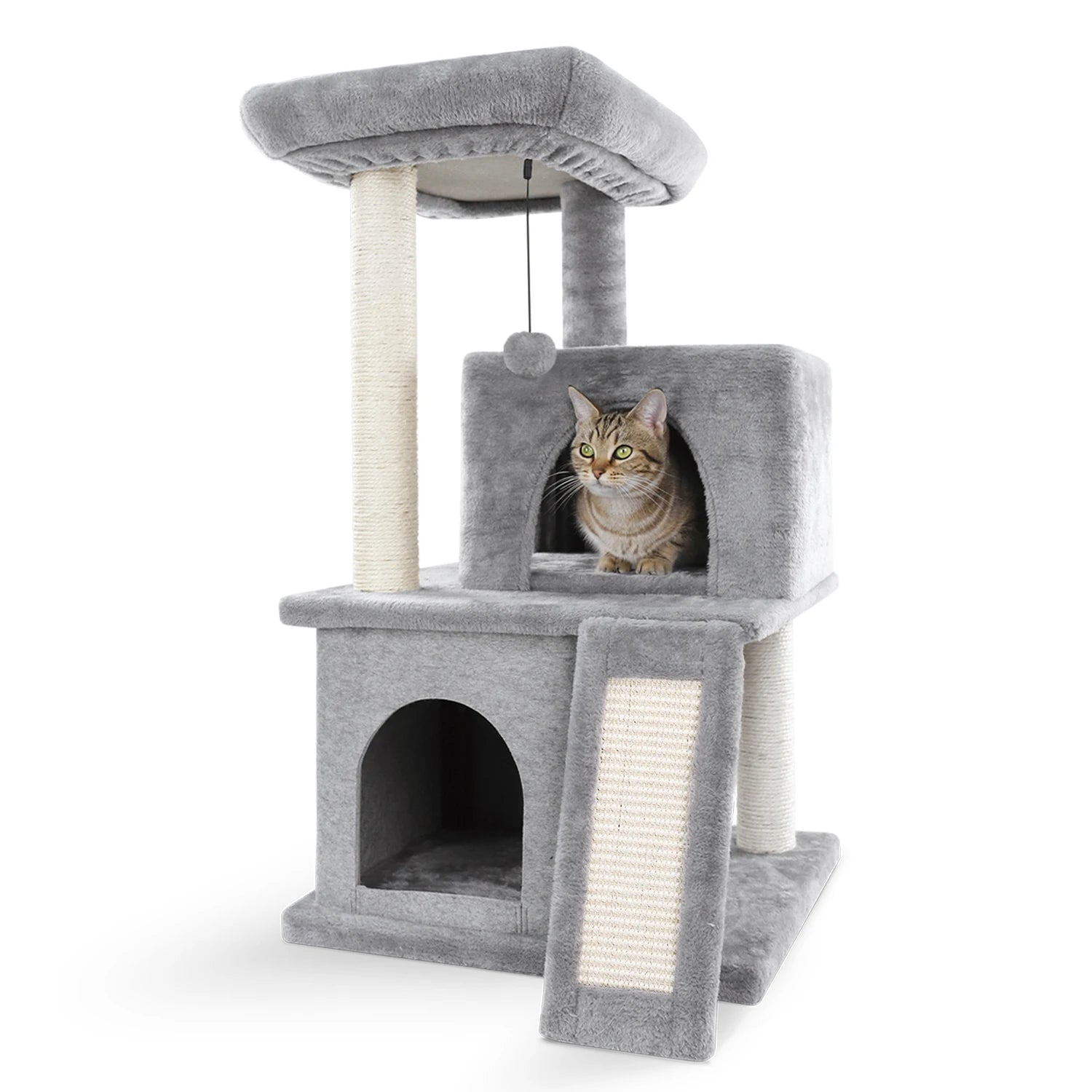 Modern Cat Tree Wooden Multi-Level Cat Scraper Tower Luxury Nest Cat ...