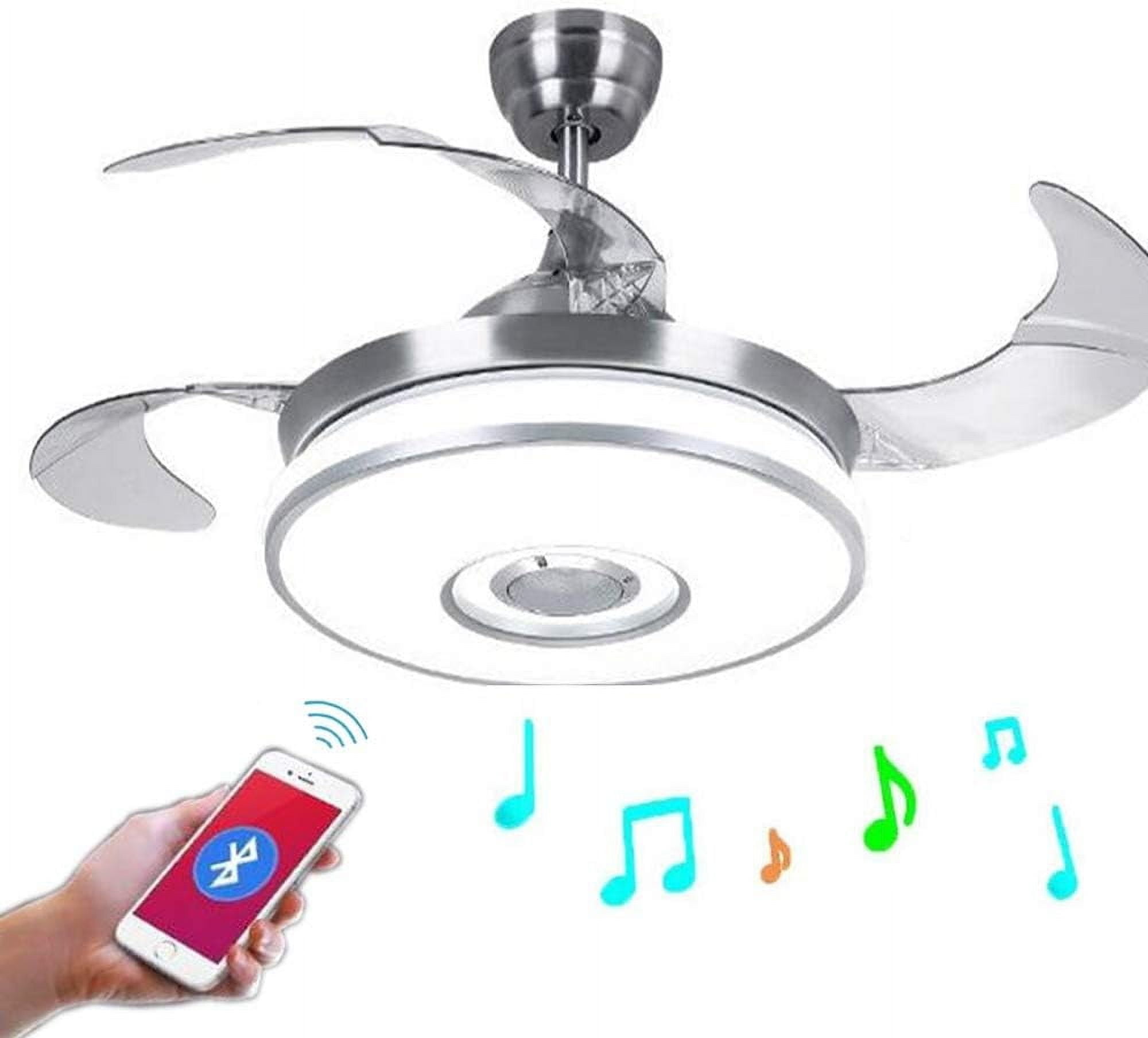 Modern Ceiling Fan with LED Light and Remote, Retractable Blade Ceiling ...