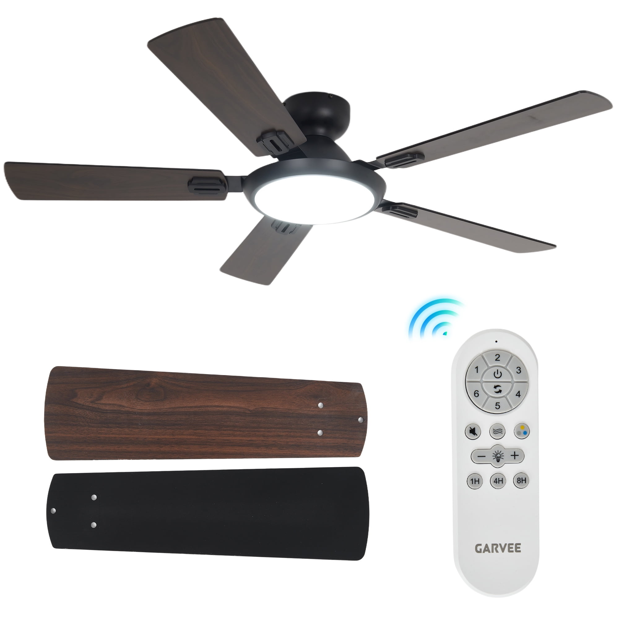 Modern Ceiling Fan with Light – 52 Inch, 5-Blade Iron & Plywood ...