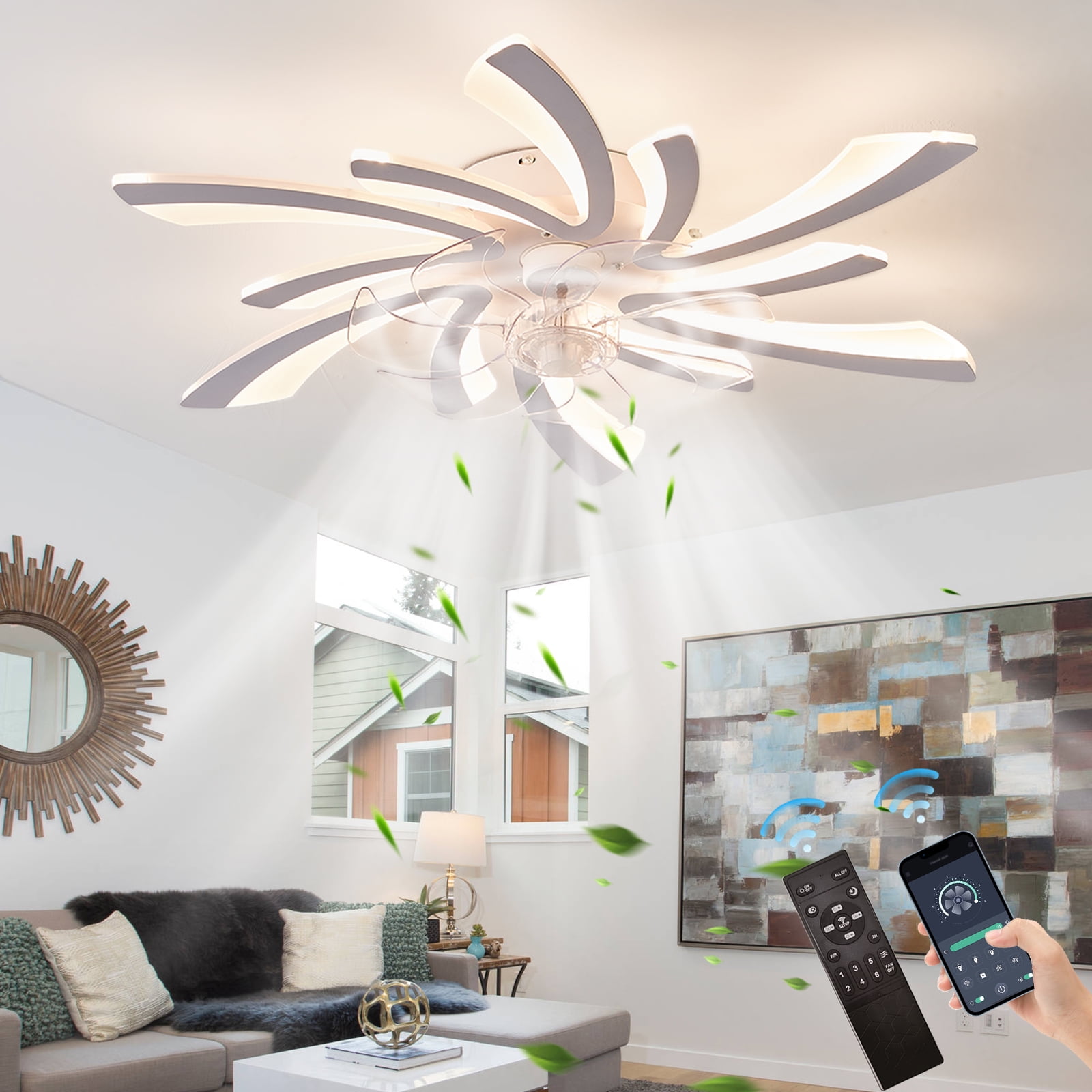 Modern Ceiling Fans with Lights and Remote - 30-inch Design, Dimmable ...
