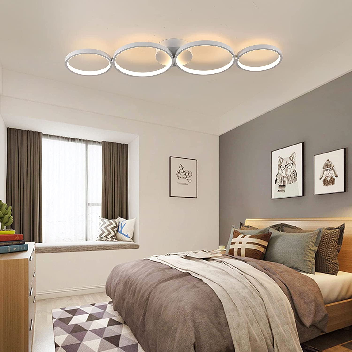 Modern Ceiling Lamp Acrylic Circle Ring Chandelier Flush Mount LED ...